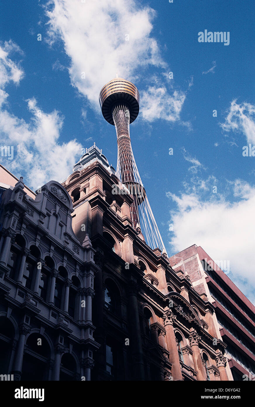 Low angle view of a tower, Centrepoint Tower, Sydney, New South Wales ...