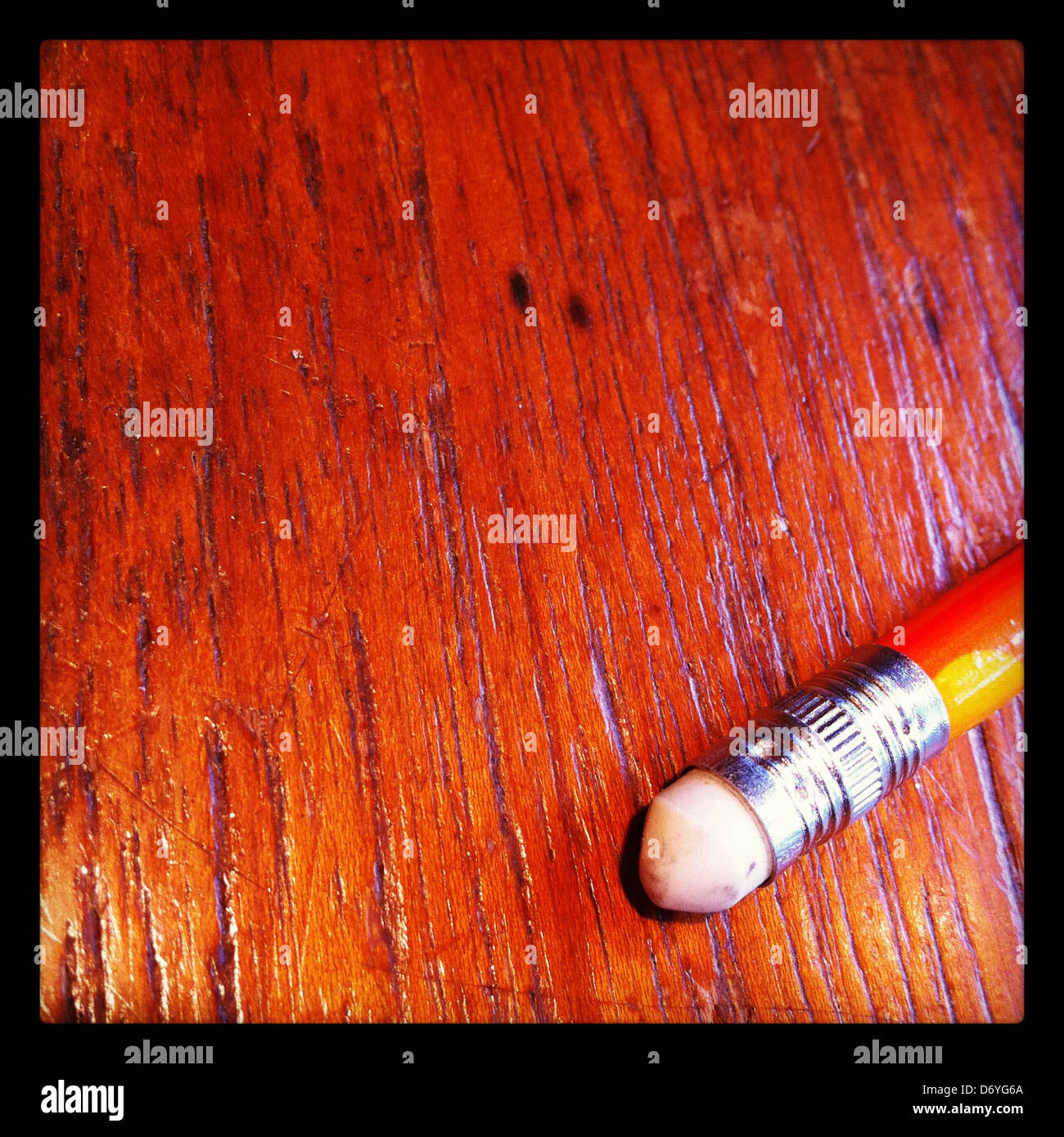 Close up of pencil eraser on table Stock Photo - Alamy