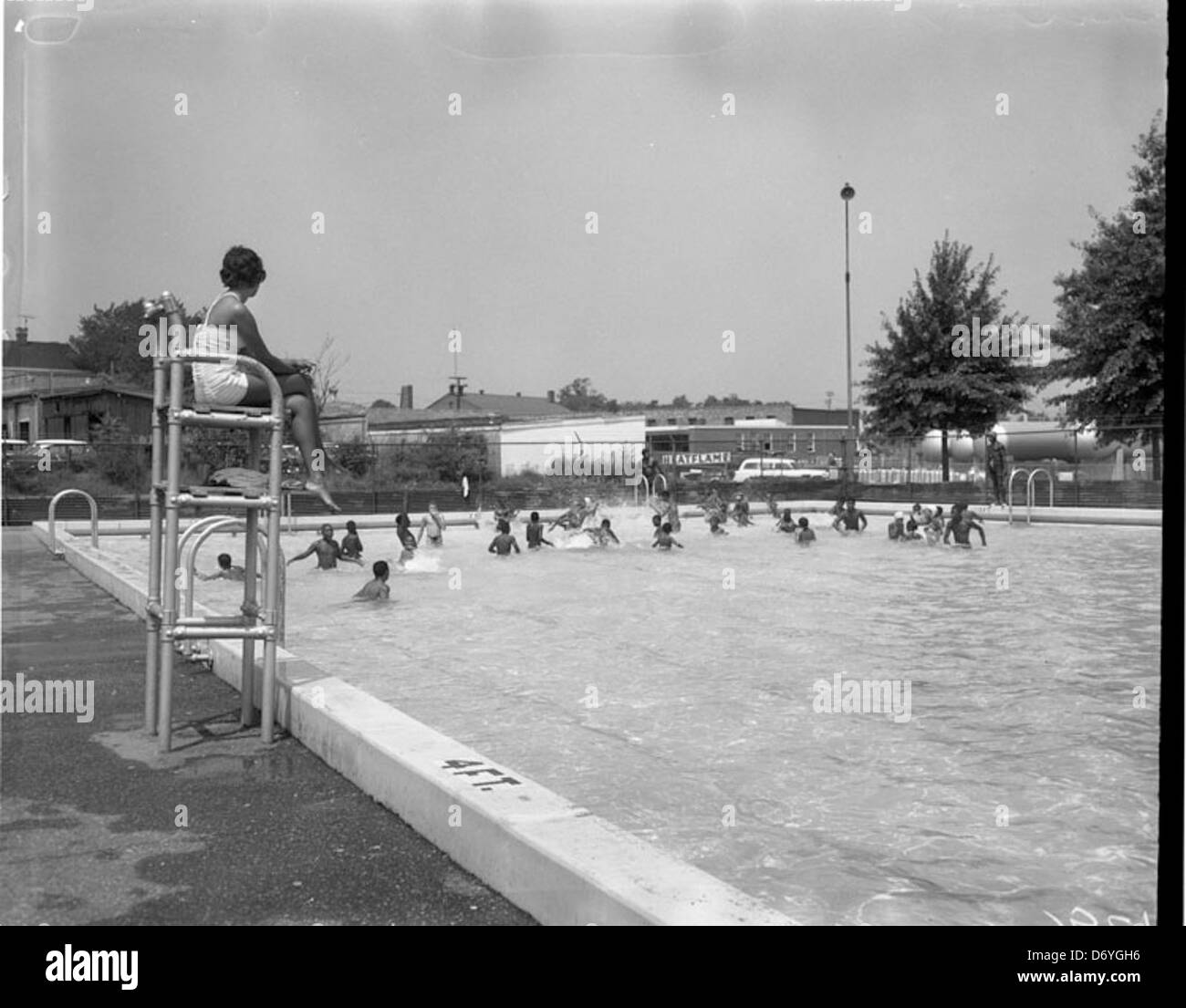 Swimming city pool in Black and White Stock Photos & Images - Alamy