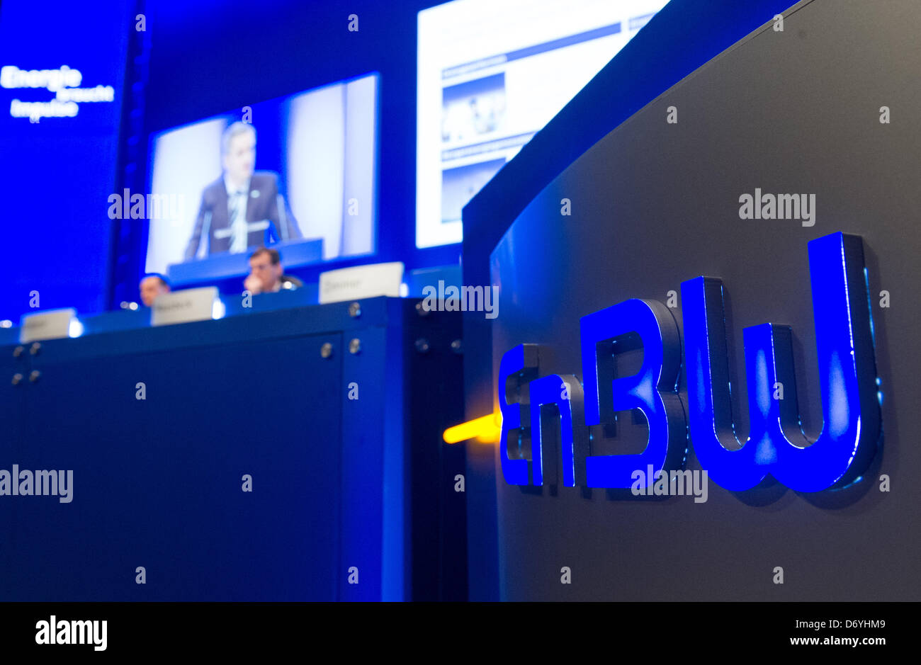 The logo of EnBW Energie Baden-Wuerttemberg AG, is seen during the ...