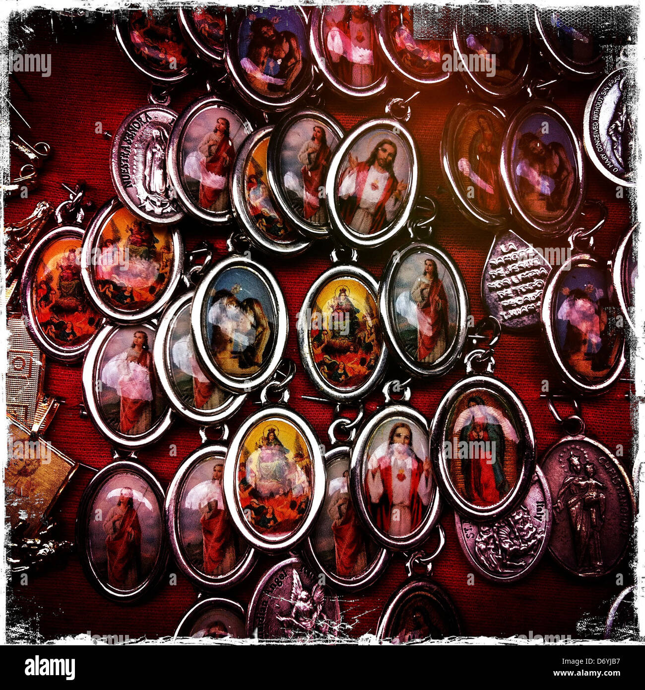 Group of religious medallions Stock Photo - Alamy