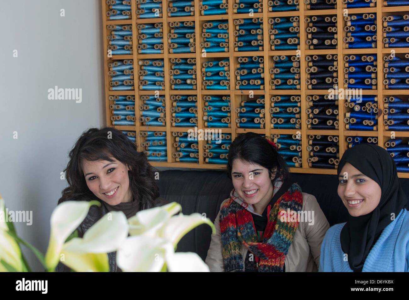 female maroccan students in a Cafe in Tangier Stock Photo - Alamy