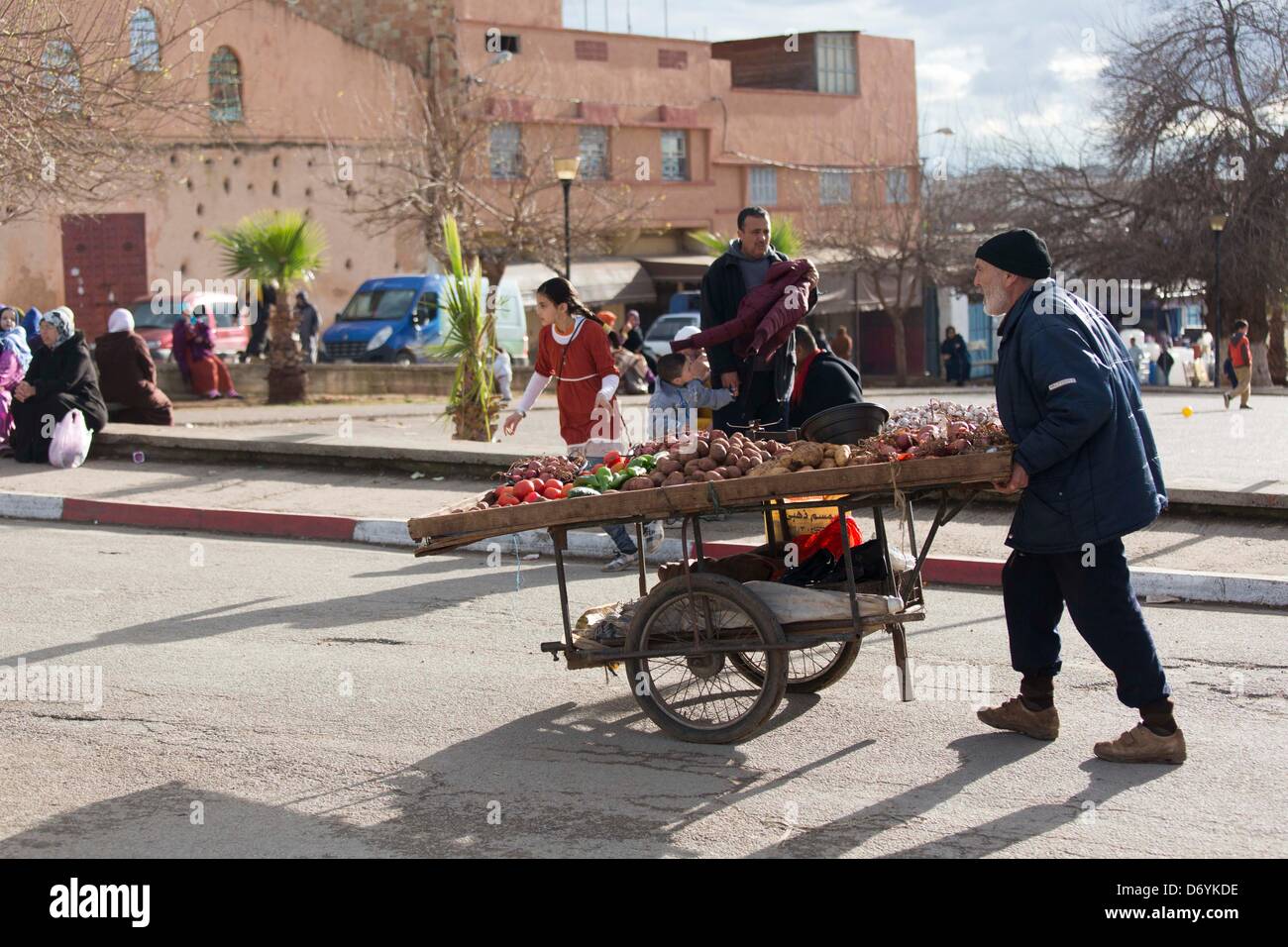 man selling vegetable in the street in Meknes, Marocco Stock Photo - Alamy