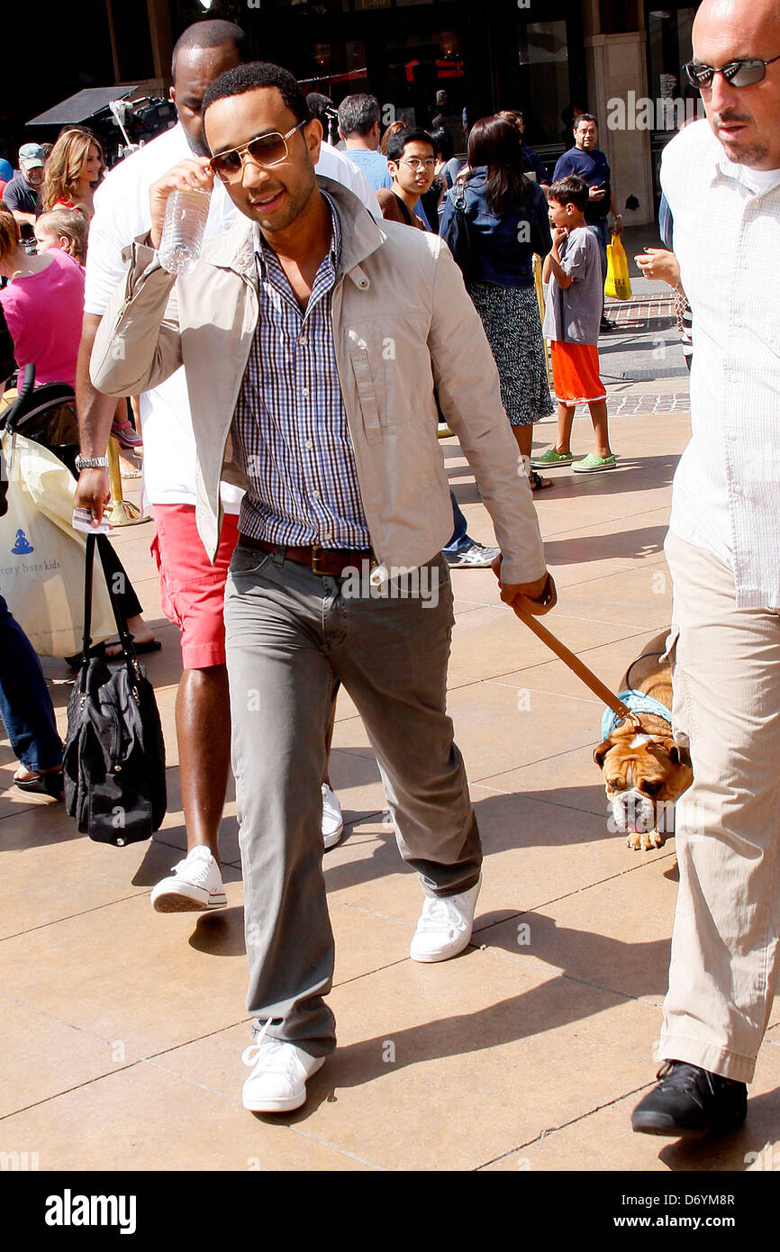 John Legend and his dog at The Grove to film an appearance with Mario ...