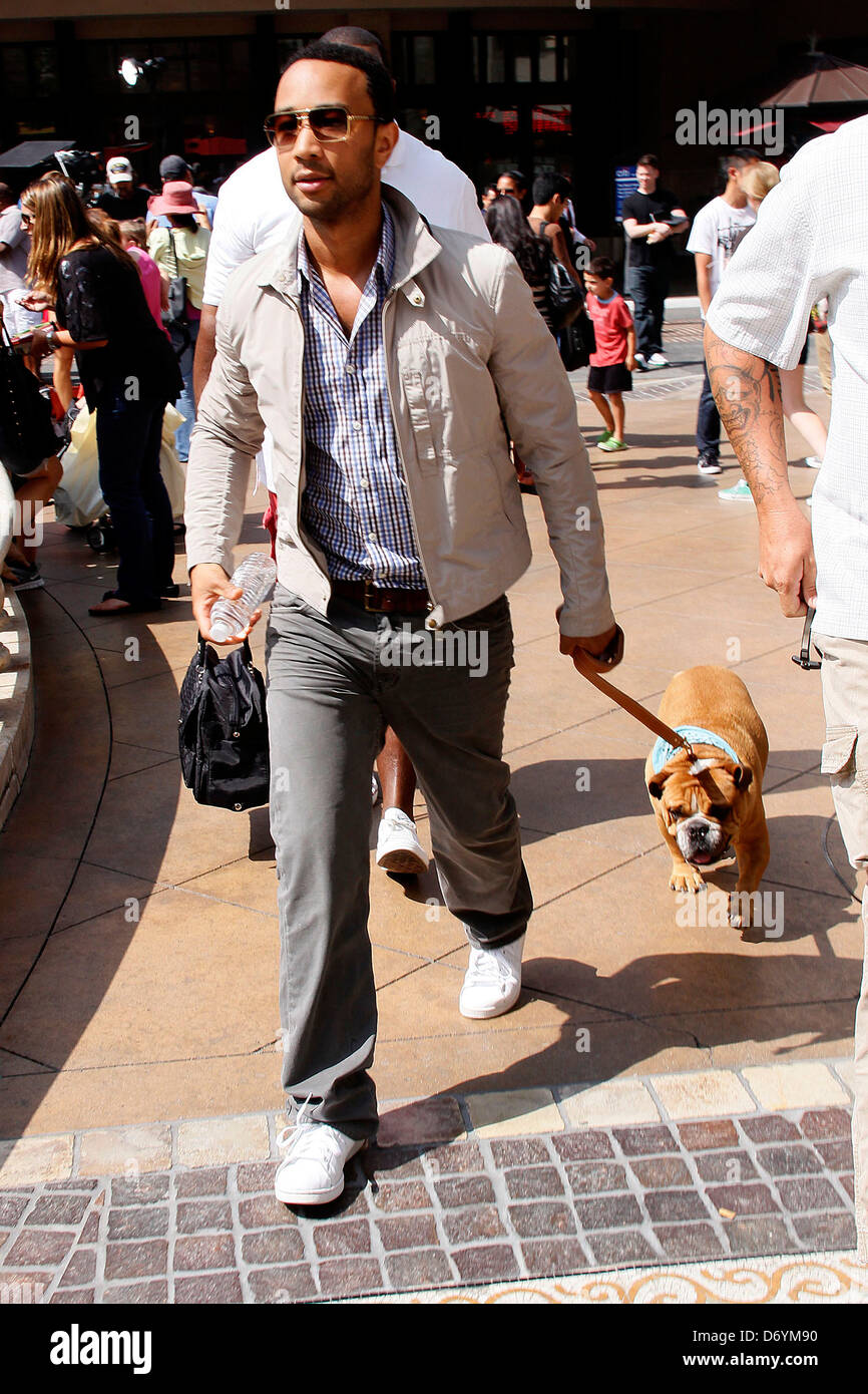 John Legend and his dog at The Grove to film an appearance with Mario ...