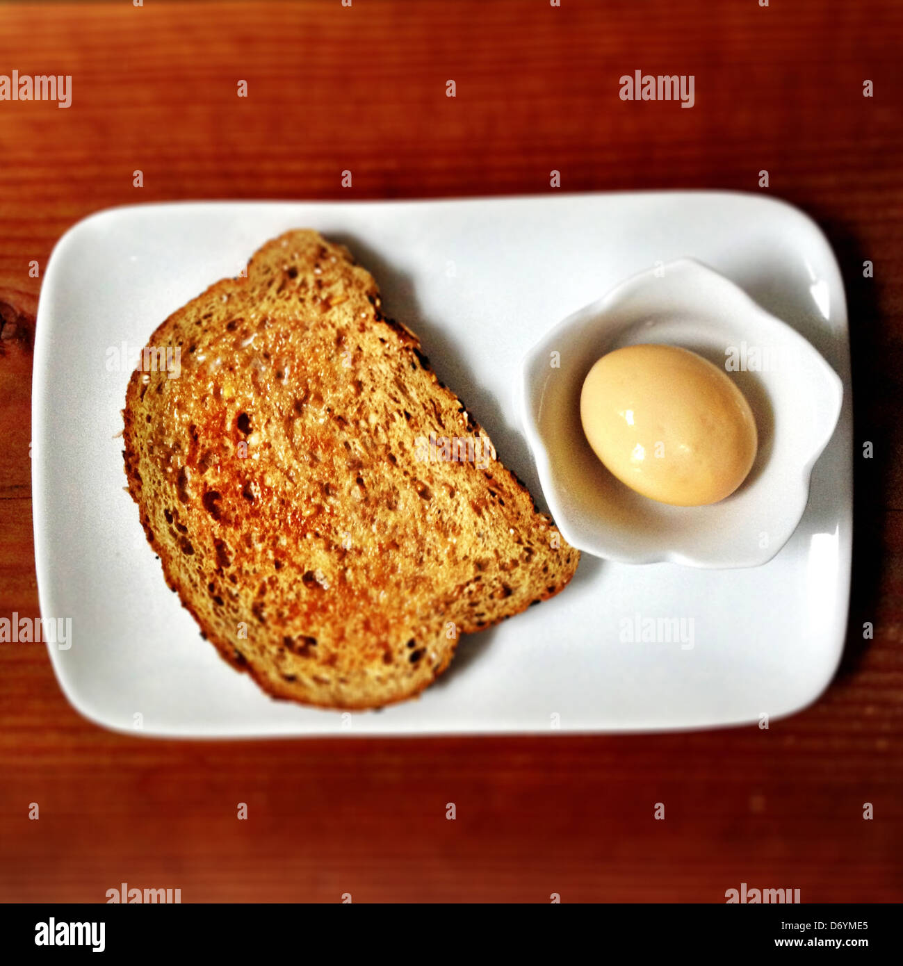 Plate of toast and hard boiled egg Stock Photo - Alamy