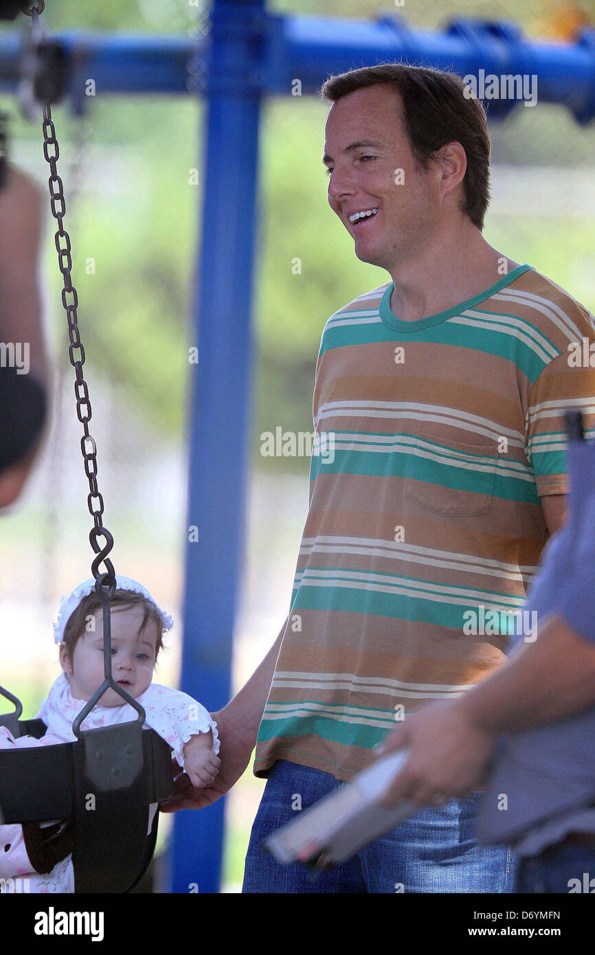 Will Arnett on the set of his new TV show 'Up All Night' filming at a ...