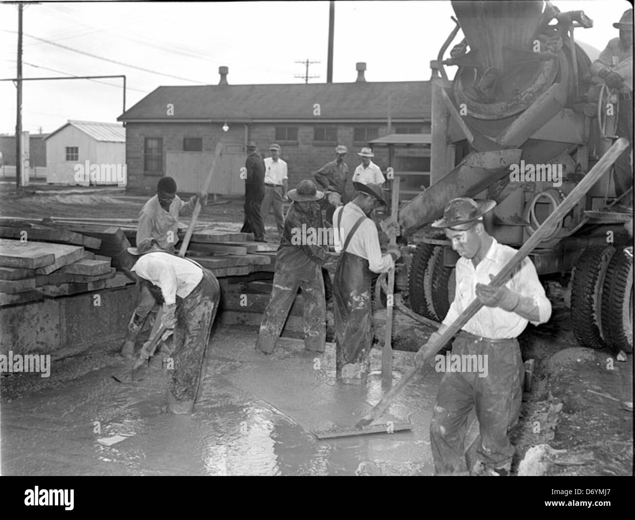 This photograph depicts cement construction activities at a chemical ...