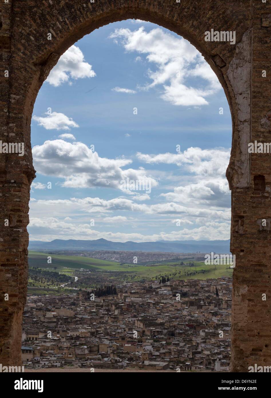 Fez: woman overlooking the old town Stock Photo - Alamy