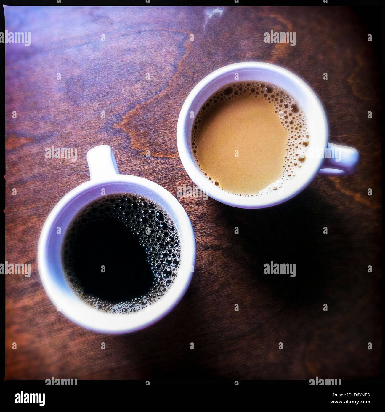 Cups of coffee on counter Stock Photo - Alamy