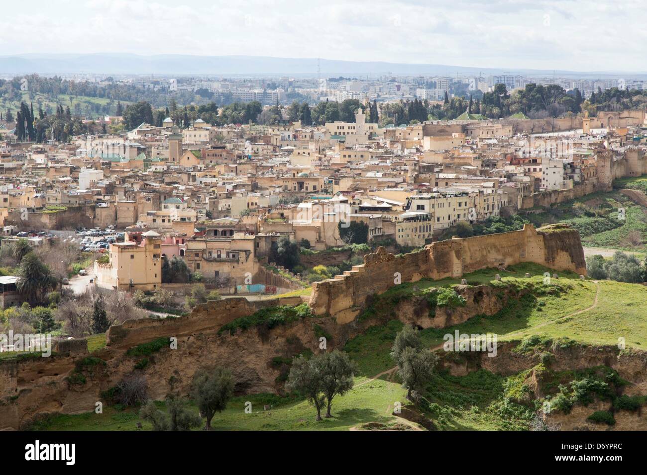 Fez: woman overlooking the old town Stock Photo - Alamy