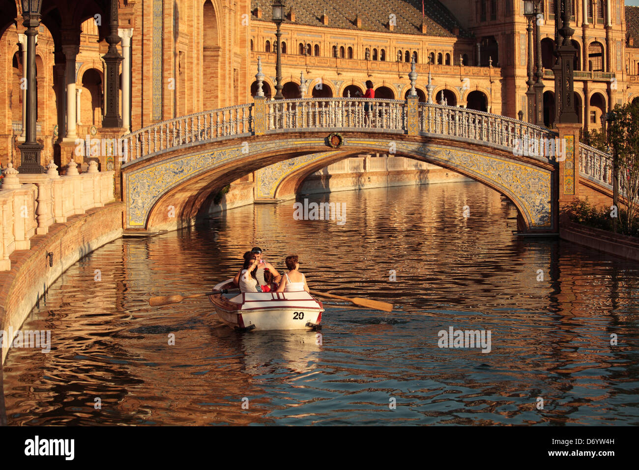 Boat ride in the Plaza de España, Seville, Spain Stock Photo - Alamy