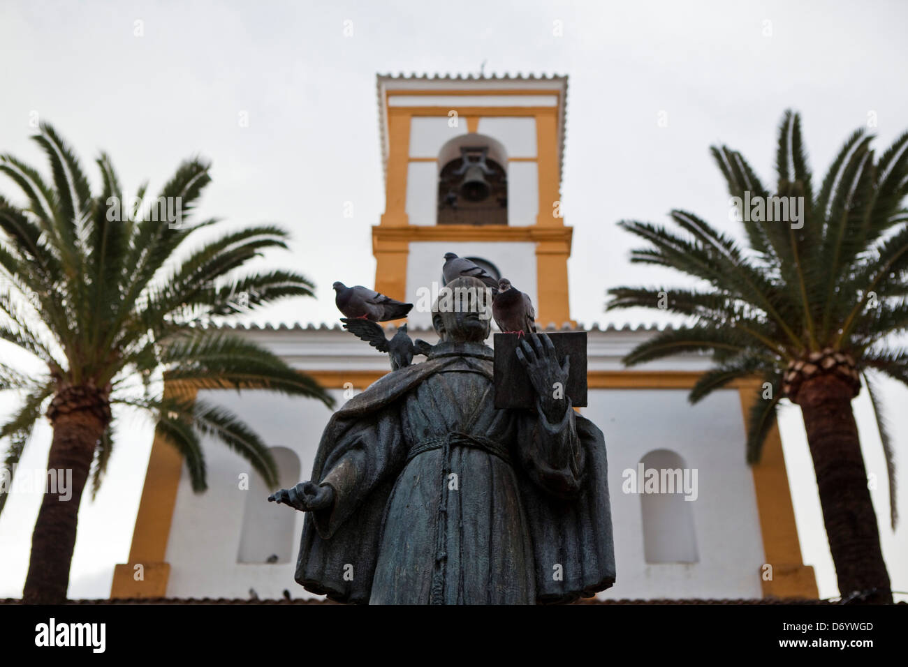 Bronze statue in front of a church on the island of Majorca, Spain ...