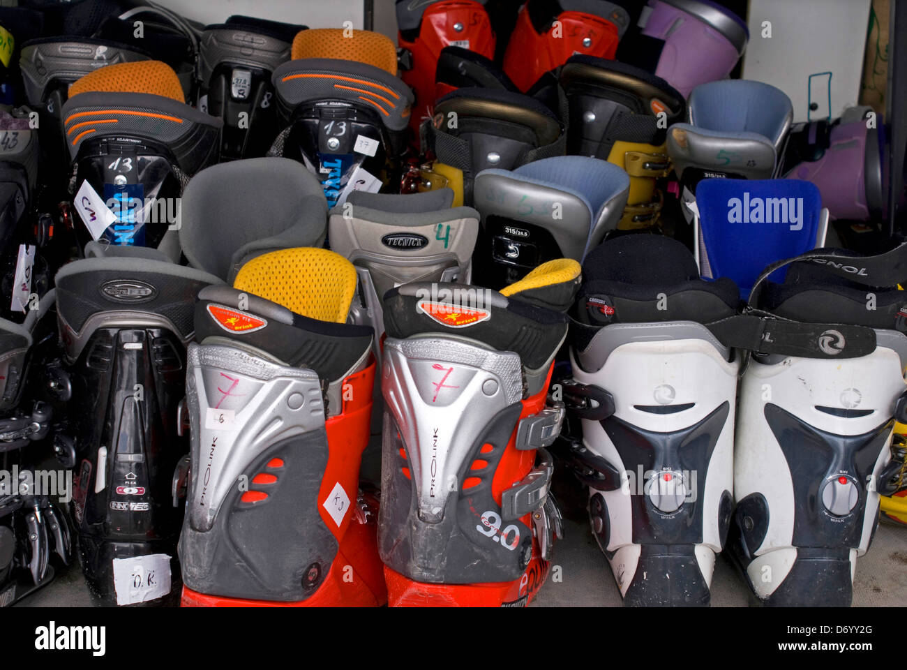 Ski boots - rear view Stock Photo - Alamy
