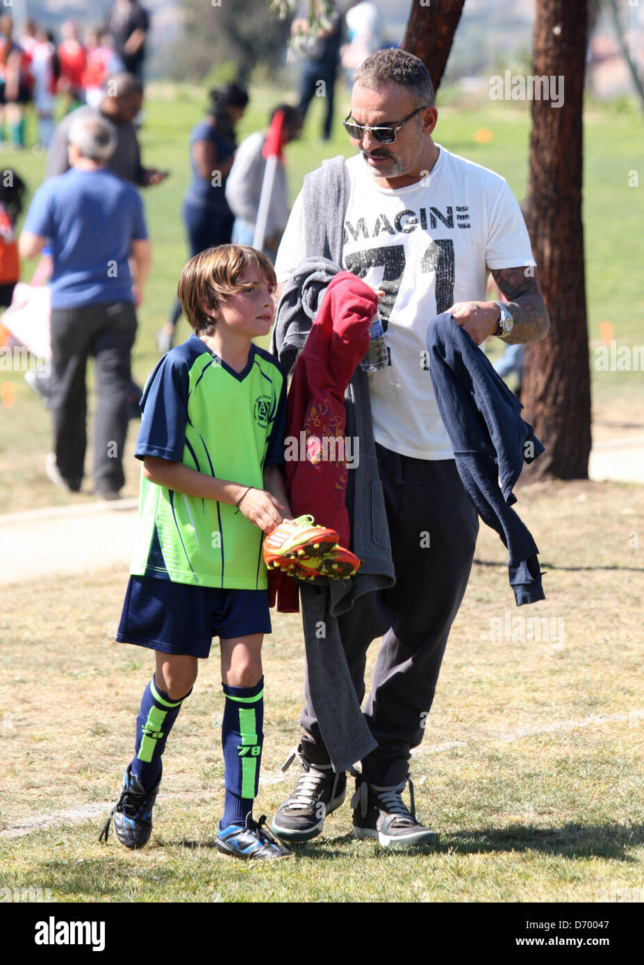 Christian Audigier with his son Dylan after a local soccer game in Los ...