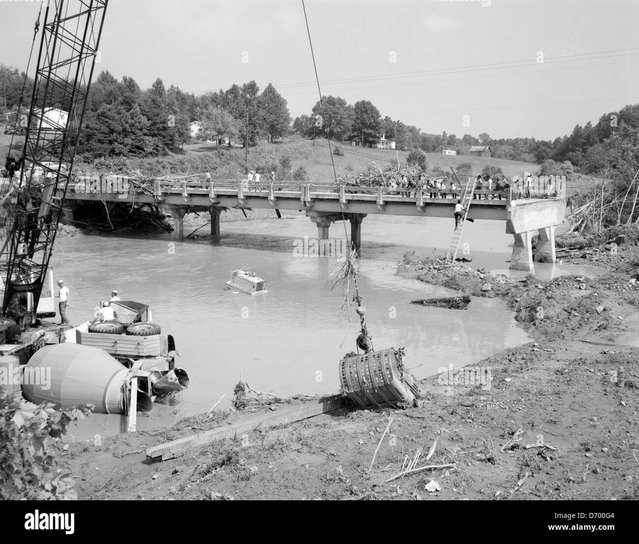 This photograph shows the destruction of a bridge in Amherst, Virginia ...