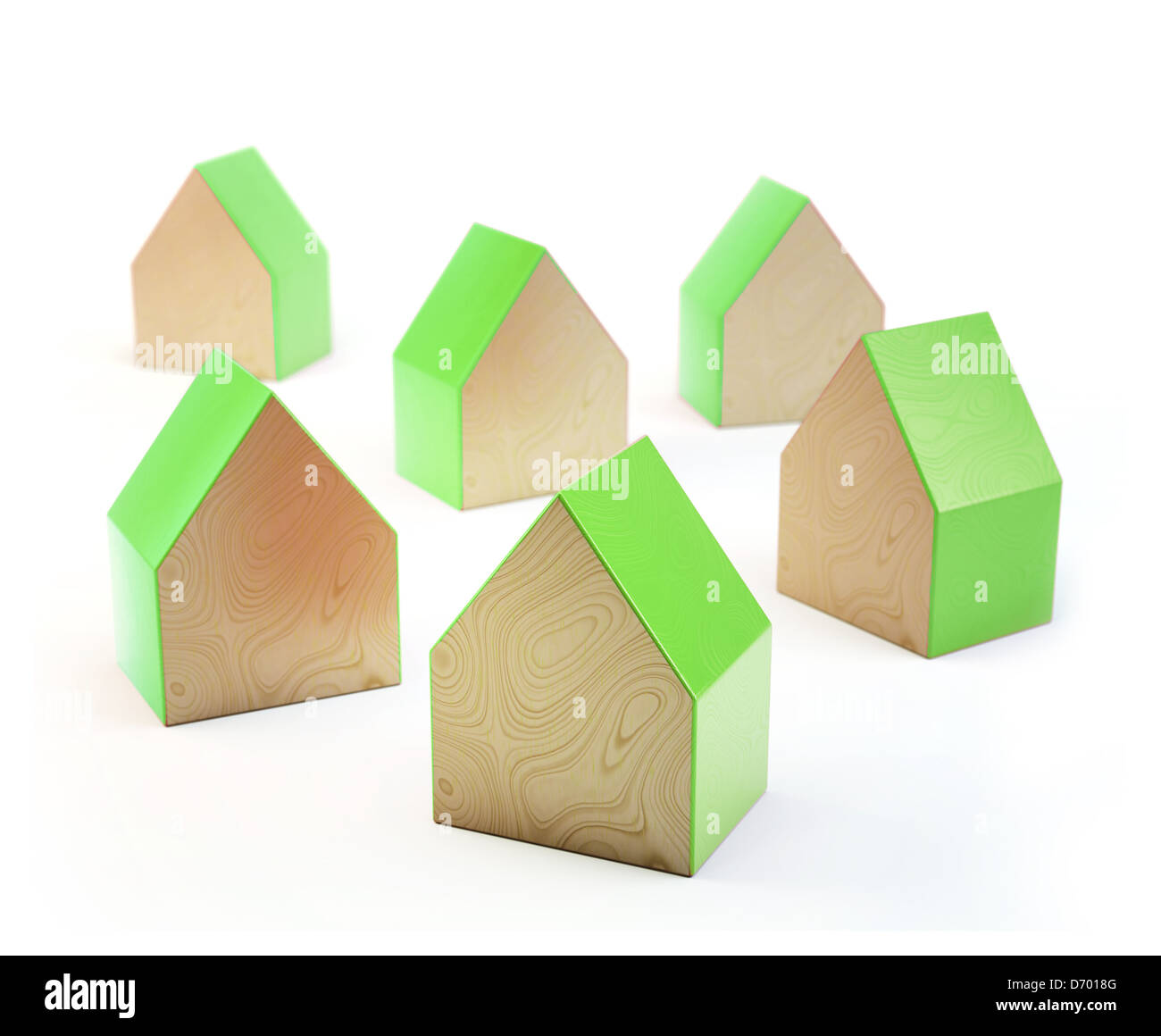 3D wooden house shaped blocks Stock Photo - Alamy