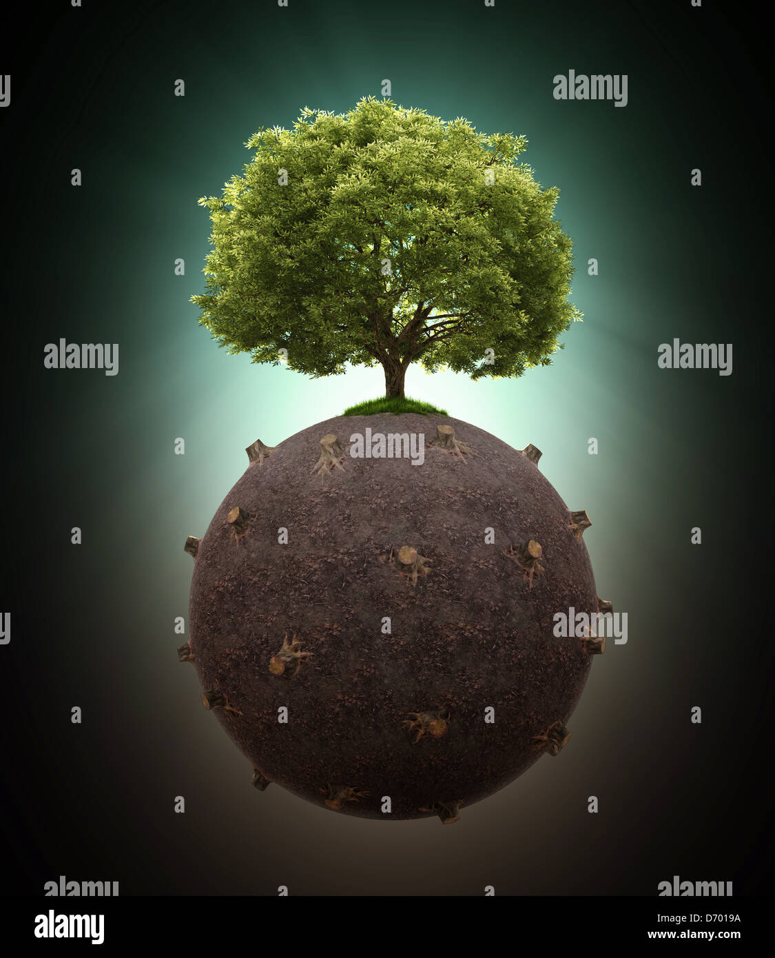 A single tree left on a deforested globe Stock Photo - Alamy