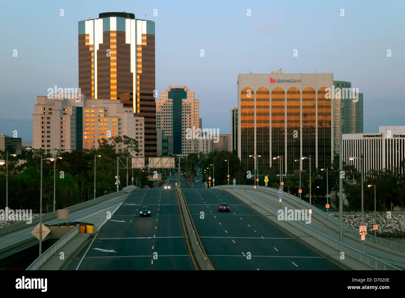 Looking Down Ocean Boulevard in Downtown Long Beach, California Stock ...