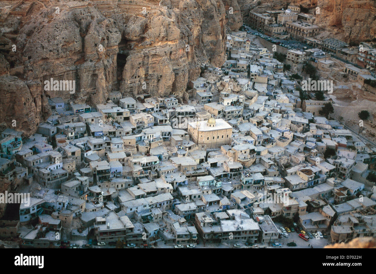 dusk in the christian mountain village of maaloula, one of the ...