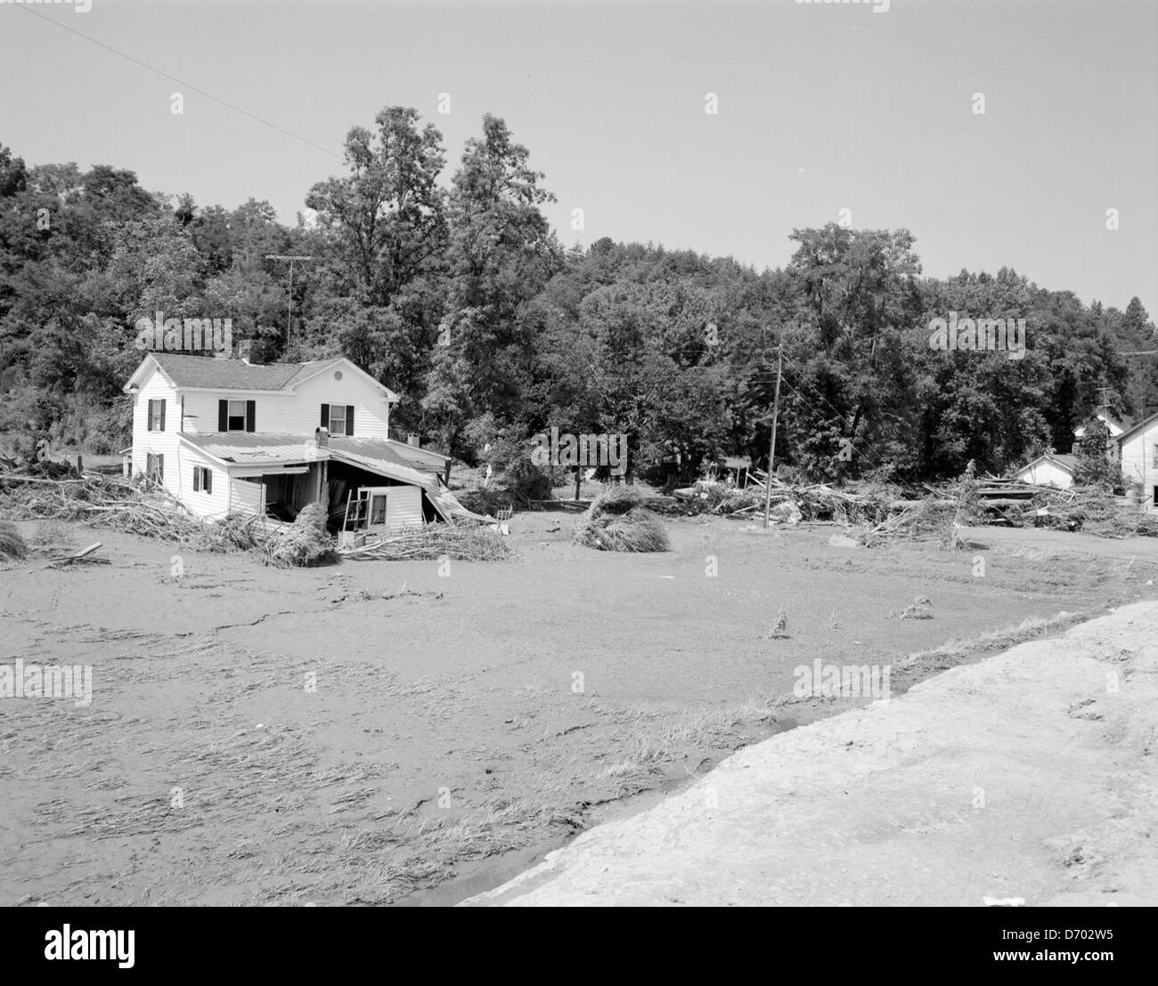 A photograph showing the aftermath of Hurricane Camille in Nelson ...