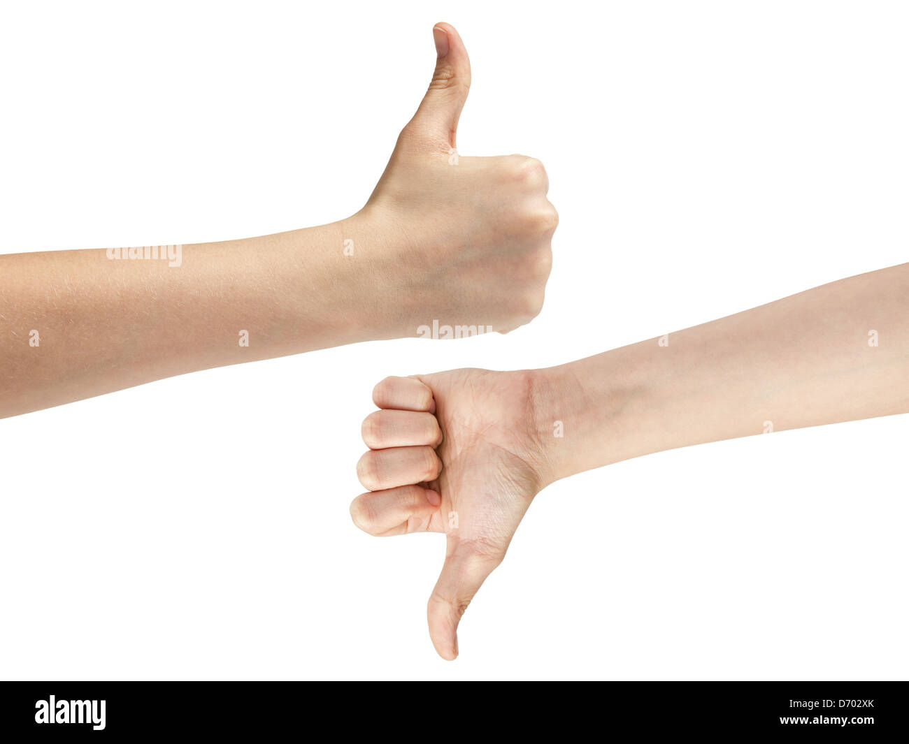 female teen hands like dislike symbol, isolated on white Stock Photo ...