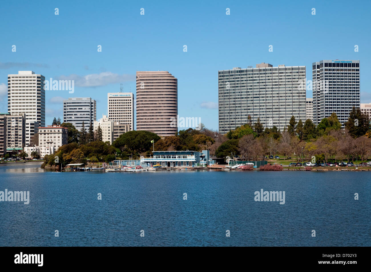 Downtown Skyline of Oakland, California from the waterfront of Lake ...