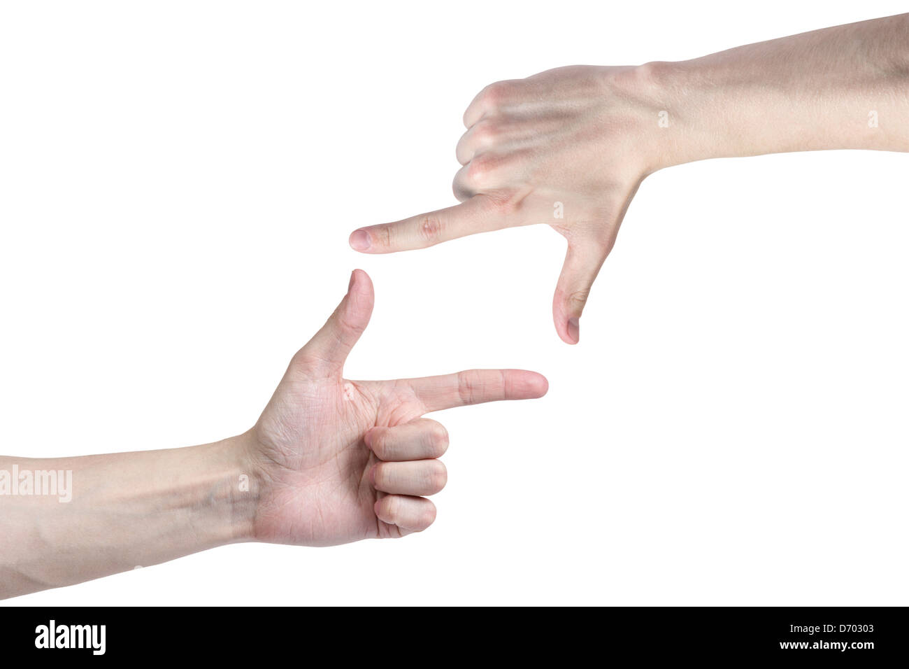 adult man hands framing something, isolated on white Stock Photo - Alamy