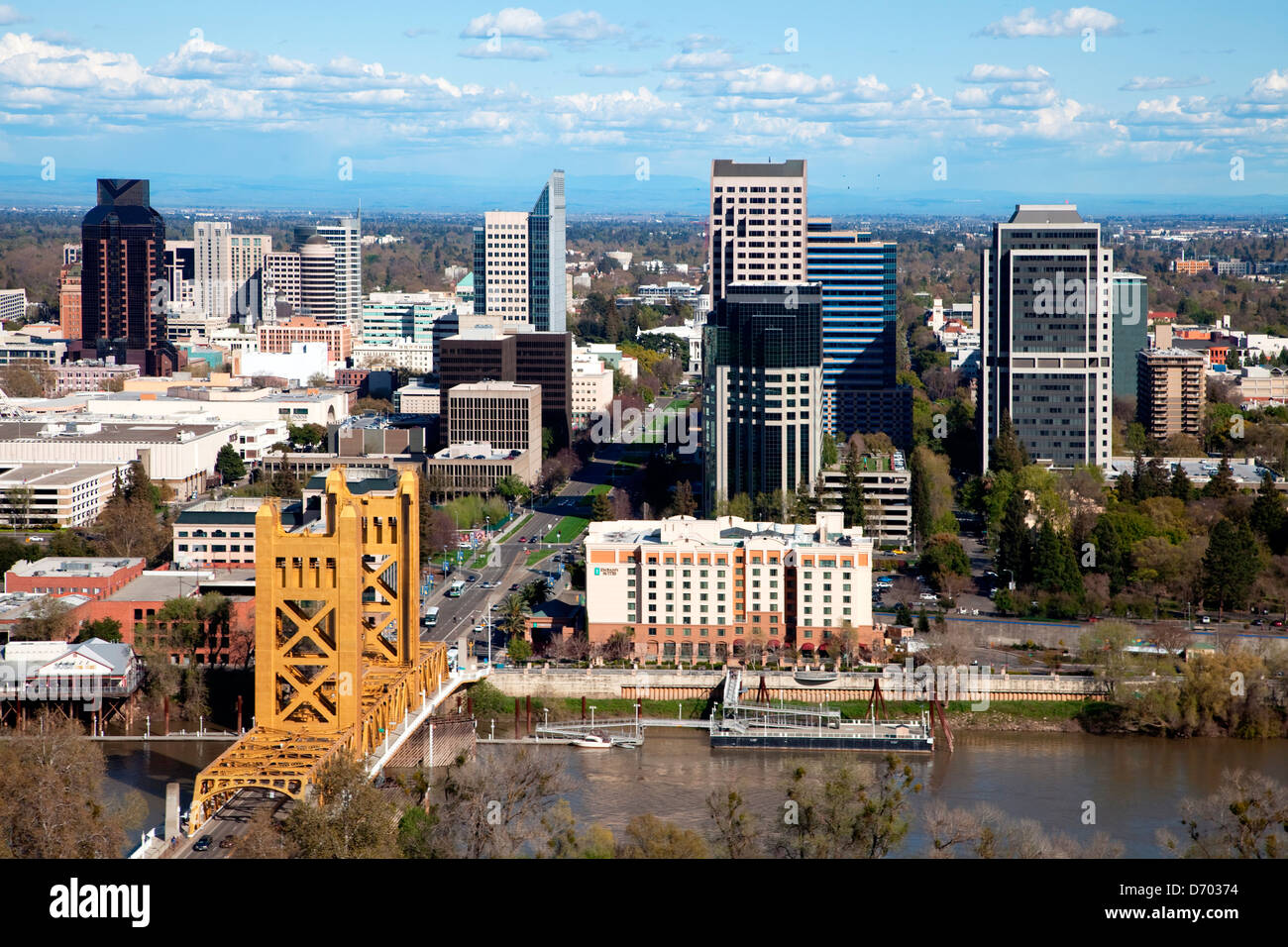 Aerial Looking Down Capitol Mall from near riverfront in Downtown ...