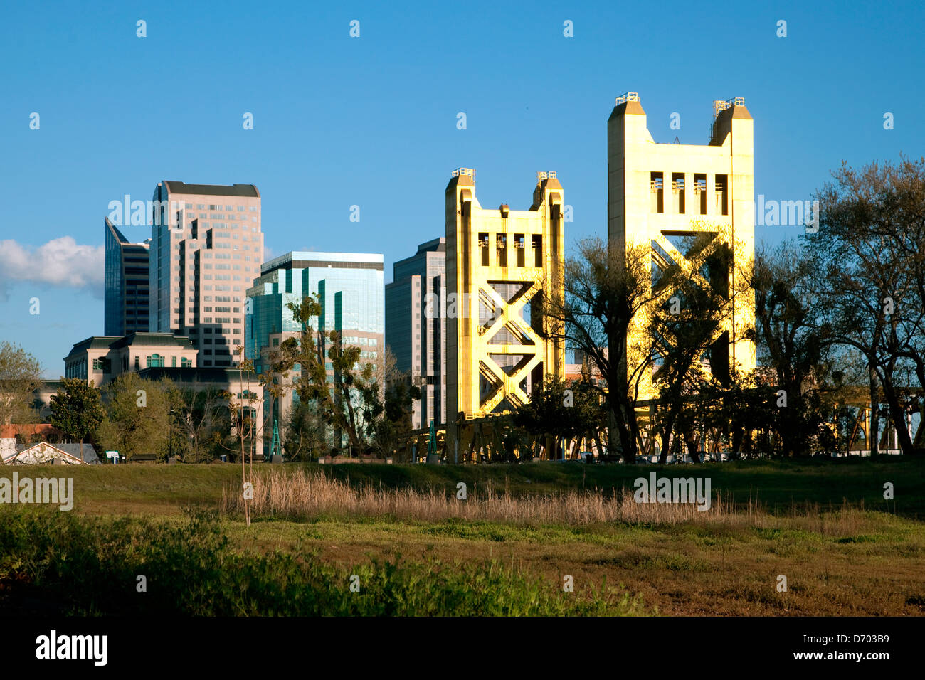 Sacramento, California Downtown Skyline from River Walk Park Stock ...