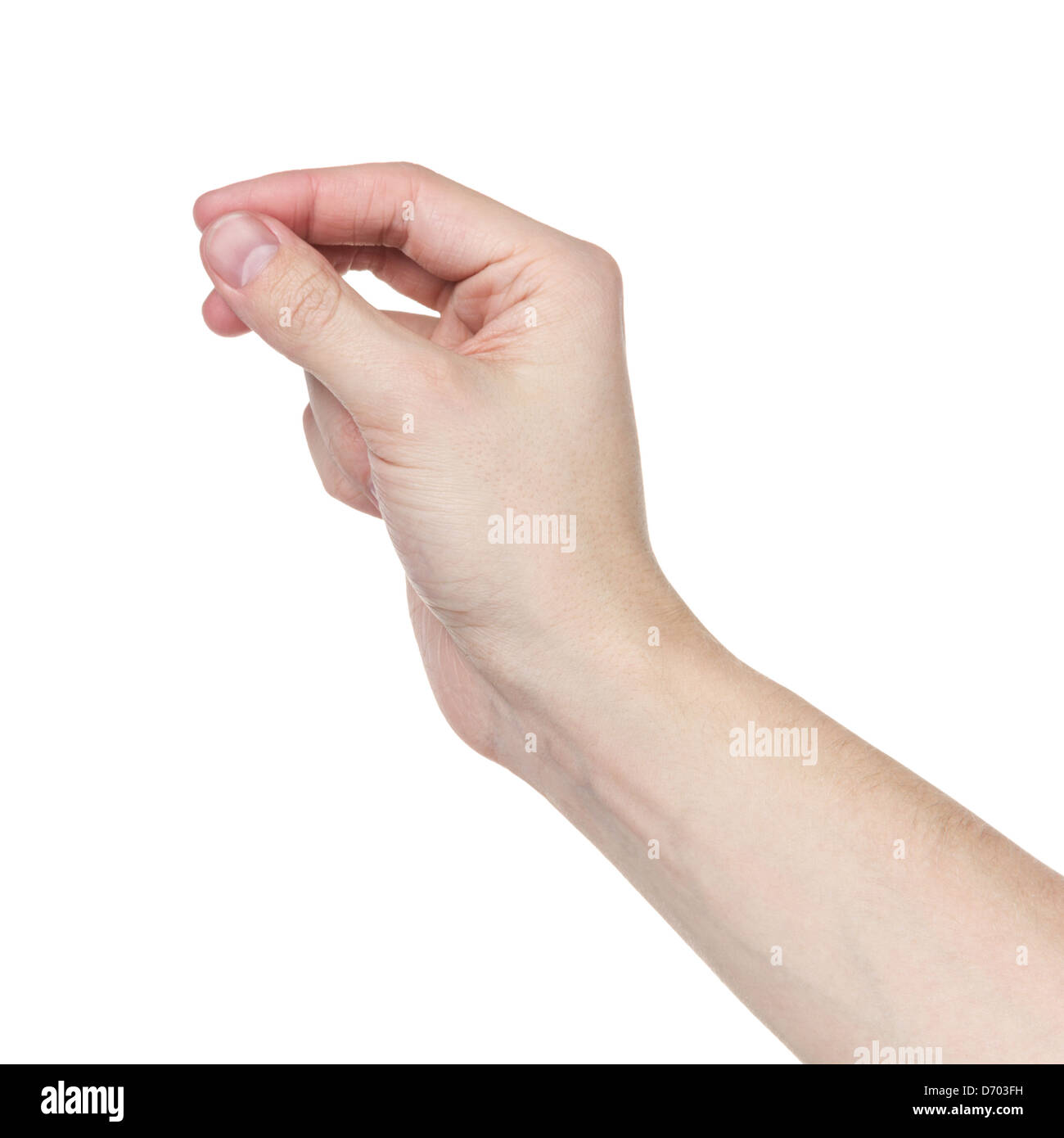 adult man hand to hold something flat, isolated on white Stock Photo ...