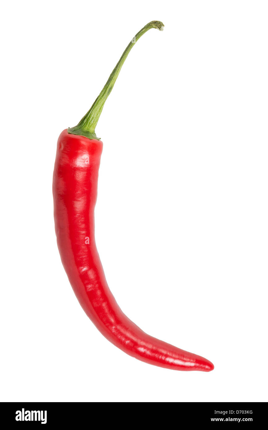 curved red chili pepper, isolated on white Stock Photo - Alamy