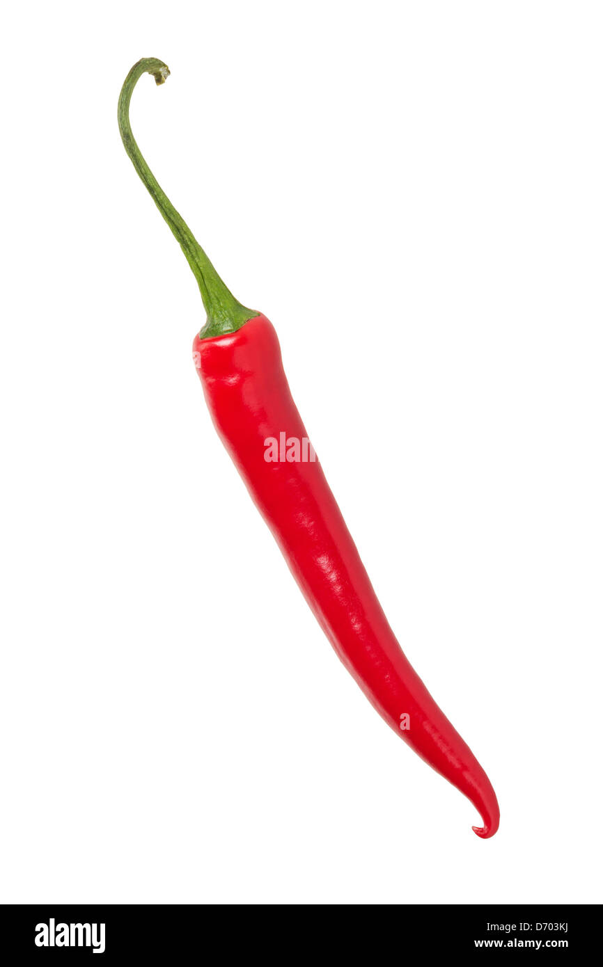 straight red chili pepper, isolated on white Stock Photo - Alamy