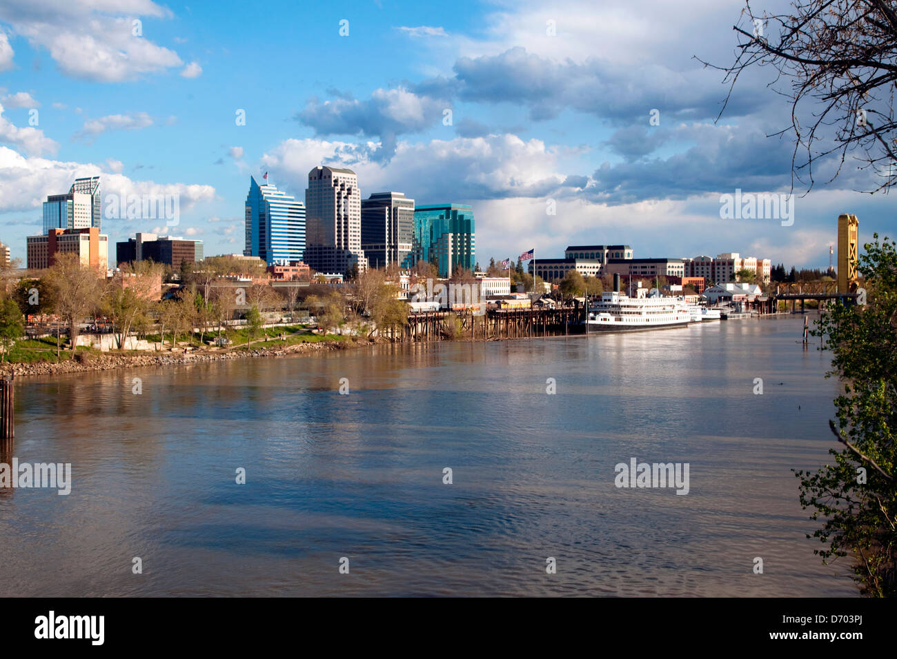 Downtown Sacramento, California Skyline from River walk park Stock ...