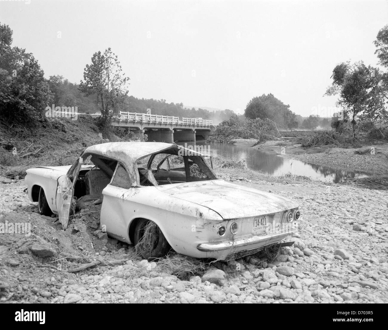 The Chevrolet Corvair, caught in the aftermath of Hurricane Camille, as ...
