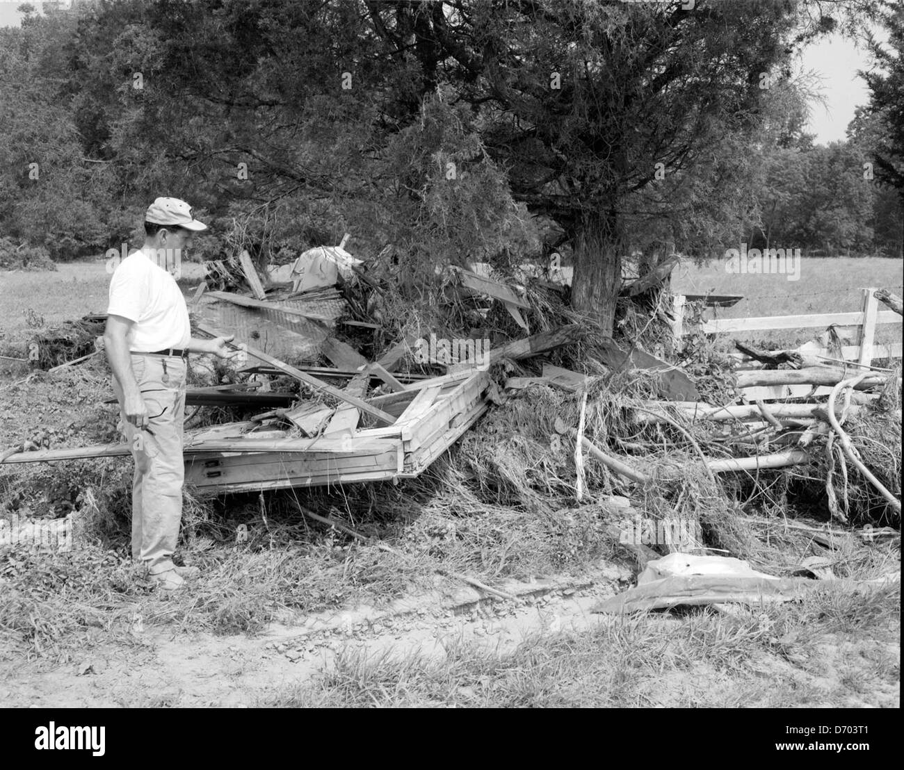 Devastating flood natural disaster Black and White Stock Photos ...