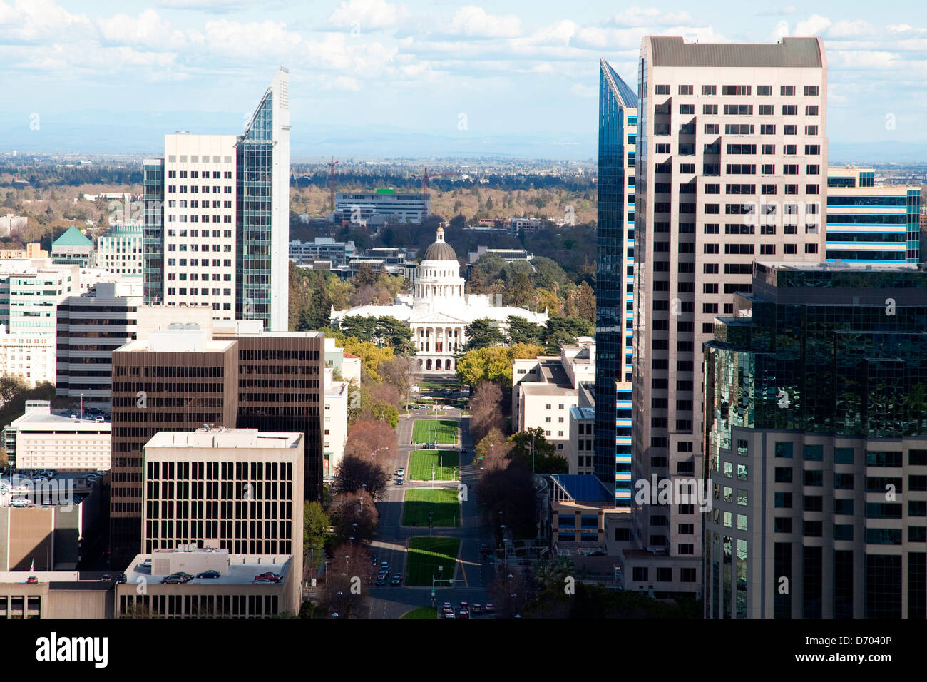 Looking Down Capitol Mall in Downtown Sacramento, California Stock ...