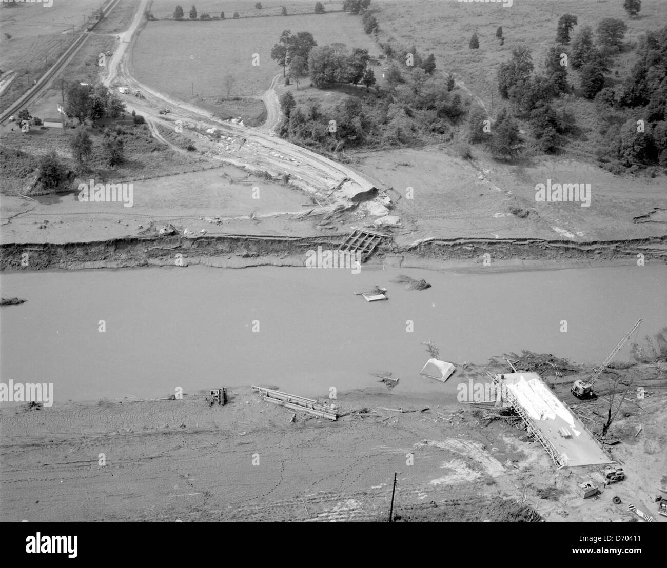The reconstruction of Route 626 bridge after Hurricane Camille, as seen ...