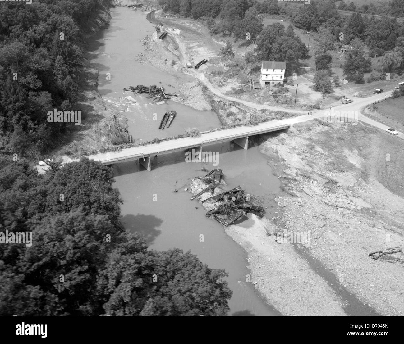A photograph showing the damage caused by Hurricane Camille to Rt. 739 ...