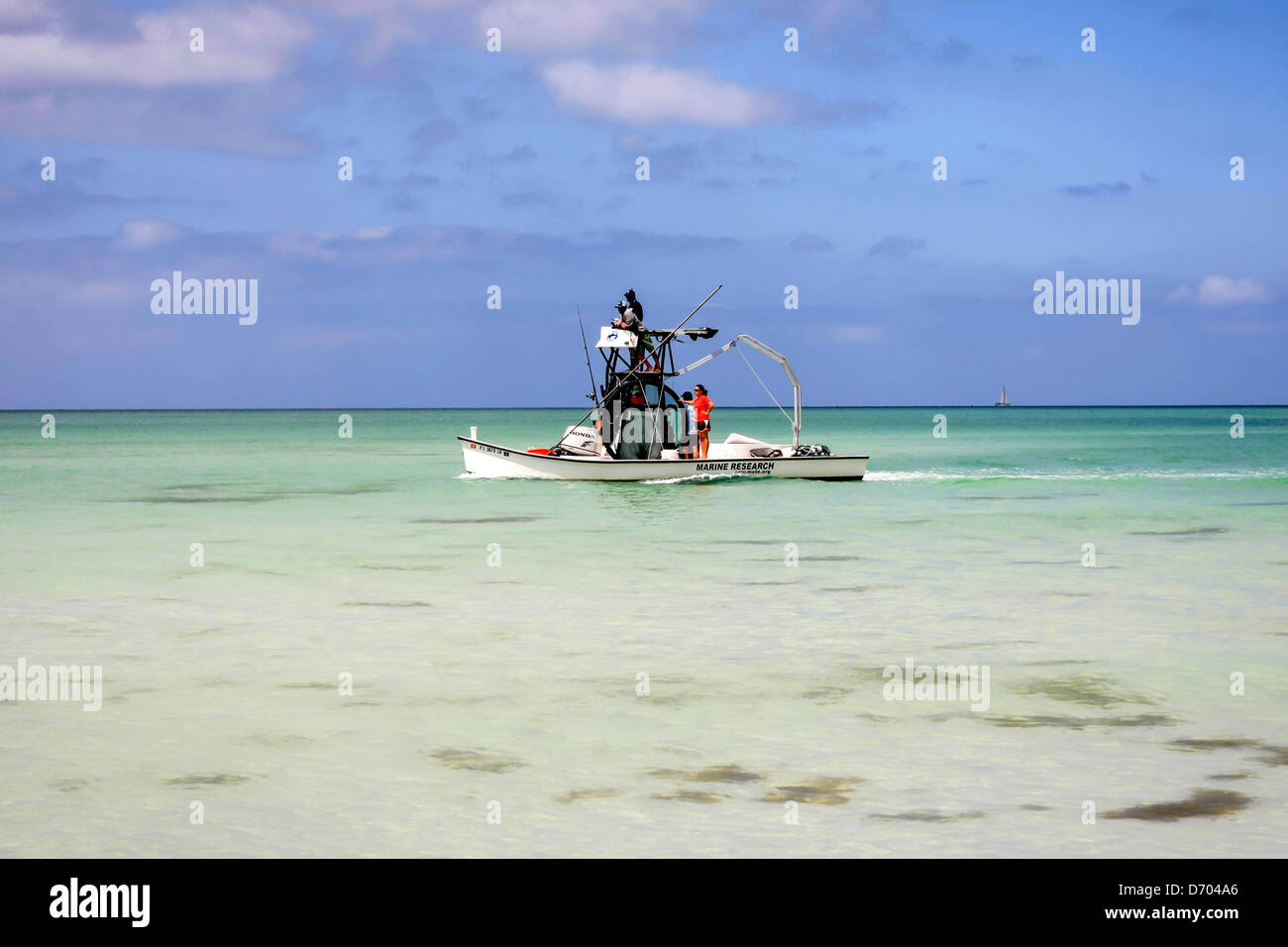 Marine Research boat patrolling the waters off Siesta Key Beach Florida ...