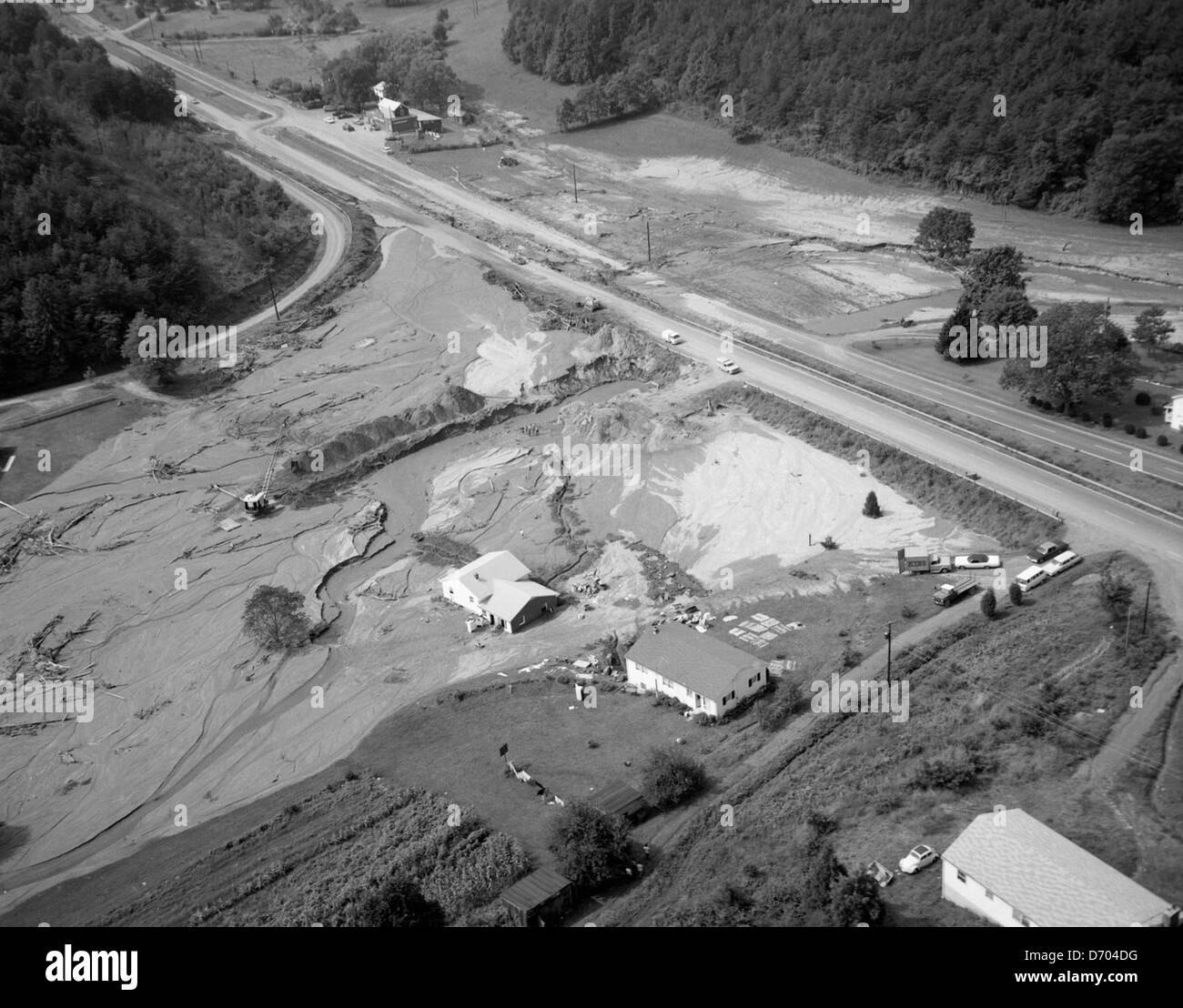 A photograph depicting the aftermath of mudslides in Nelson County ...