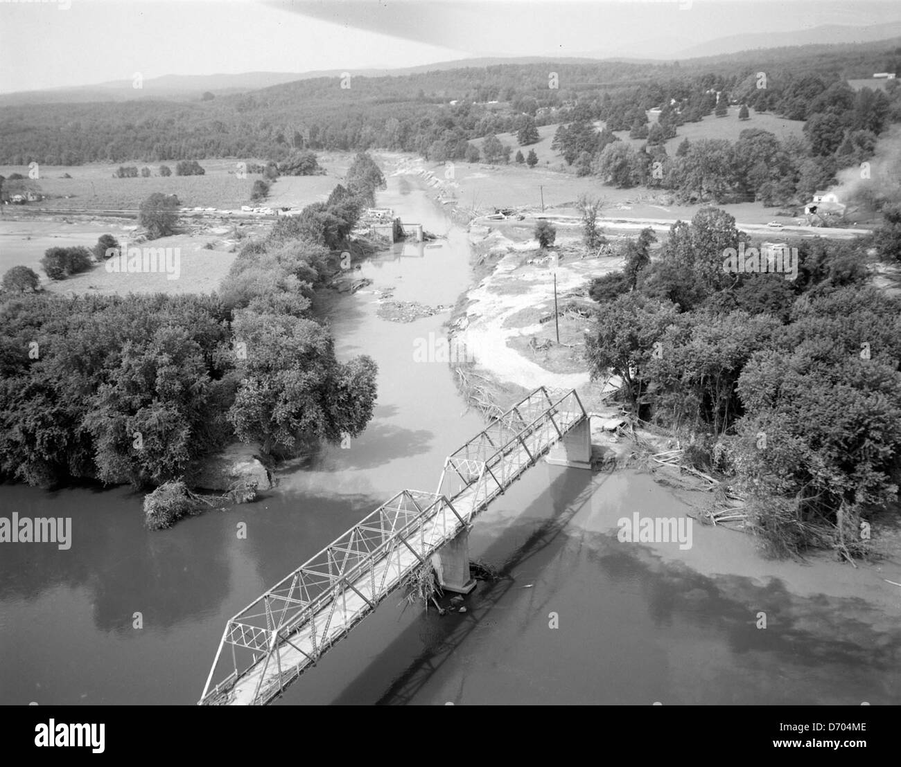 This photograph captures the damage caused by Hurricane Camille along ...