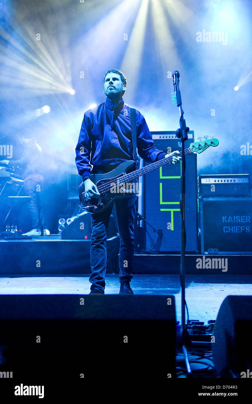 Simon Rix of the Kaiser Chiefs performing live at the HMV Apollo ...