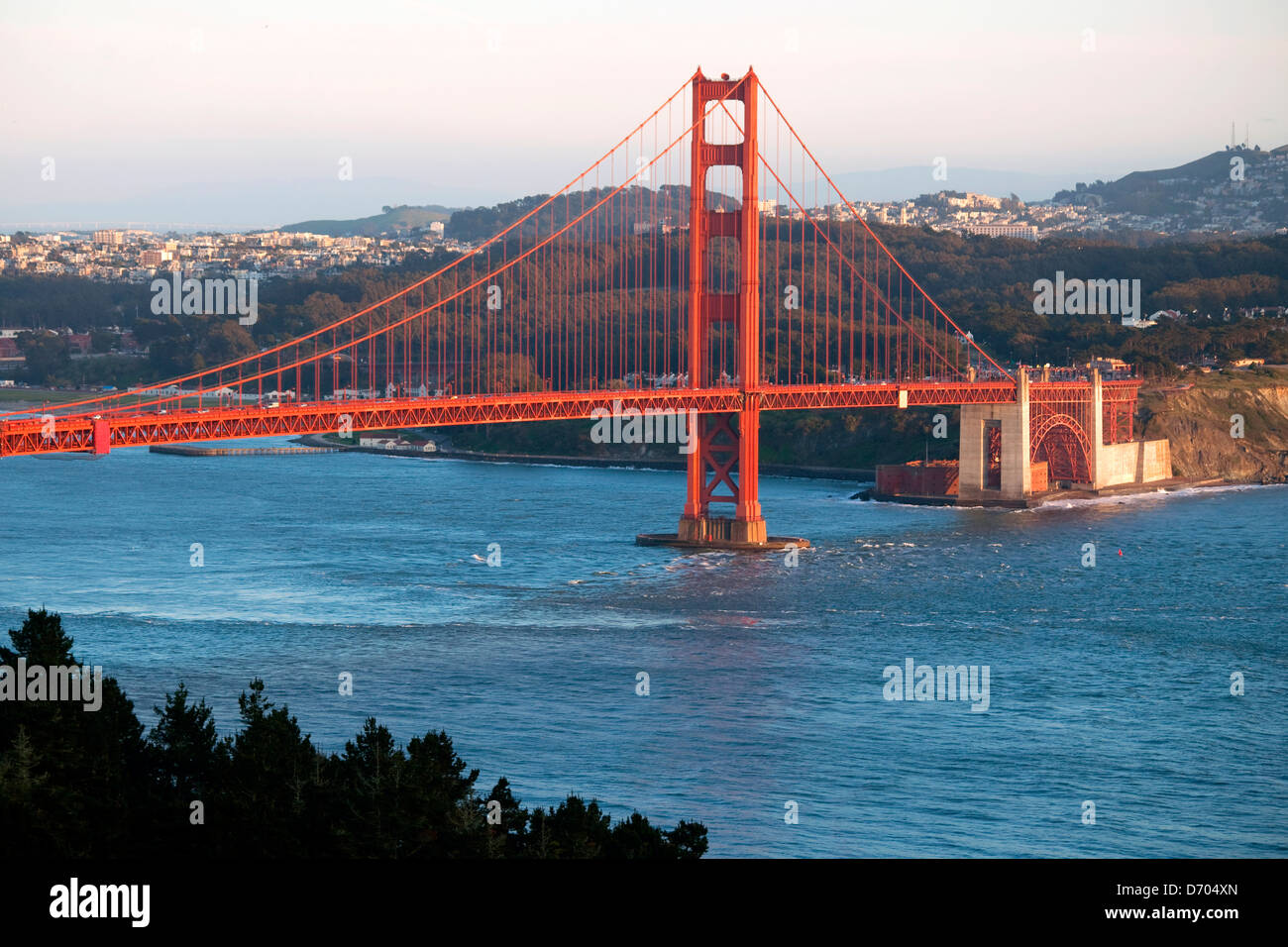The Golden Gate Bridge suspension bridge spanning Golden Gate opening ...
