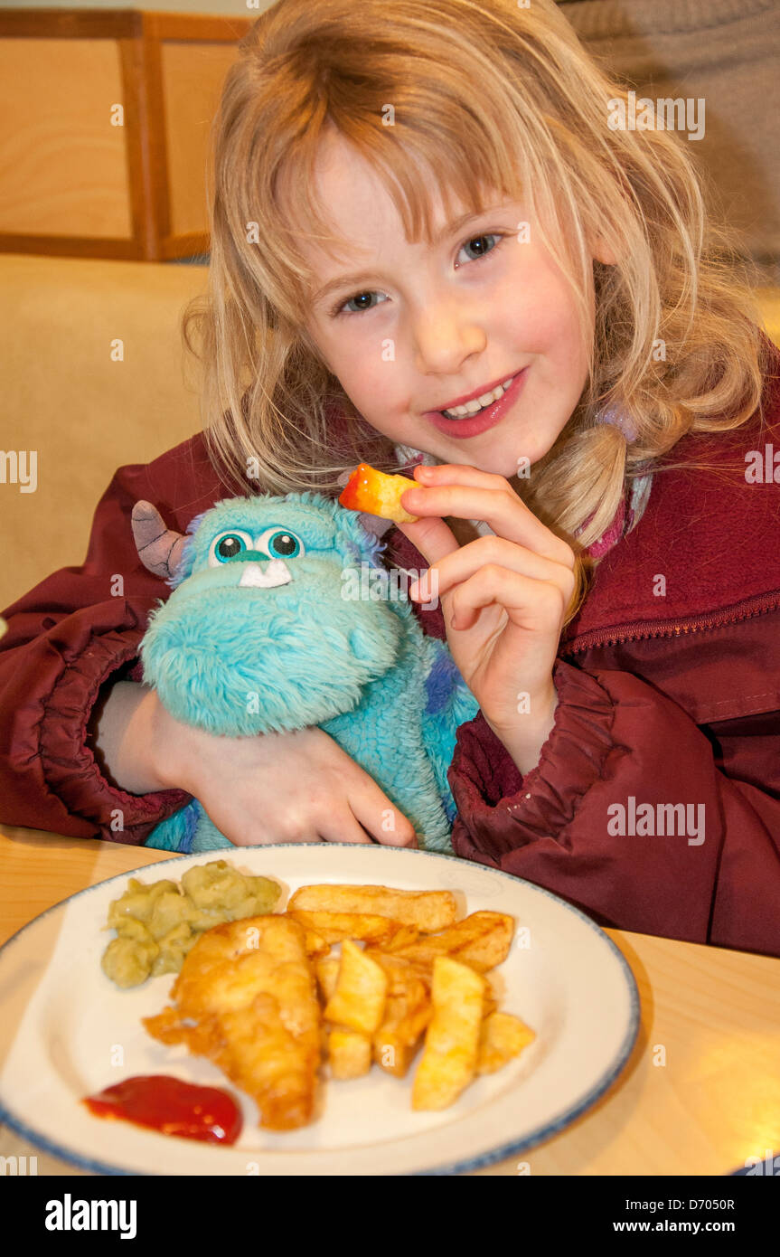 young girl eating fish and chips, blackpool,england,uk,europe Stock ...