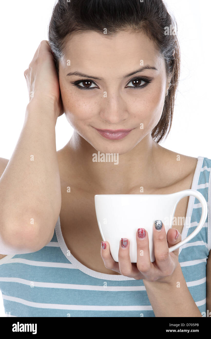 Model Released. Woman Drinking a Cup of Tea Stock Photo - Alamy