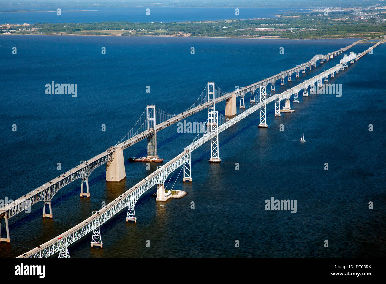 Aerial of The Bay Bridge with the eastern shore on the horizon Stock ...