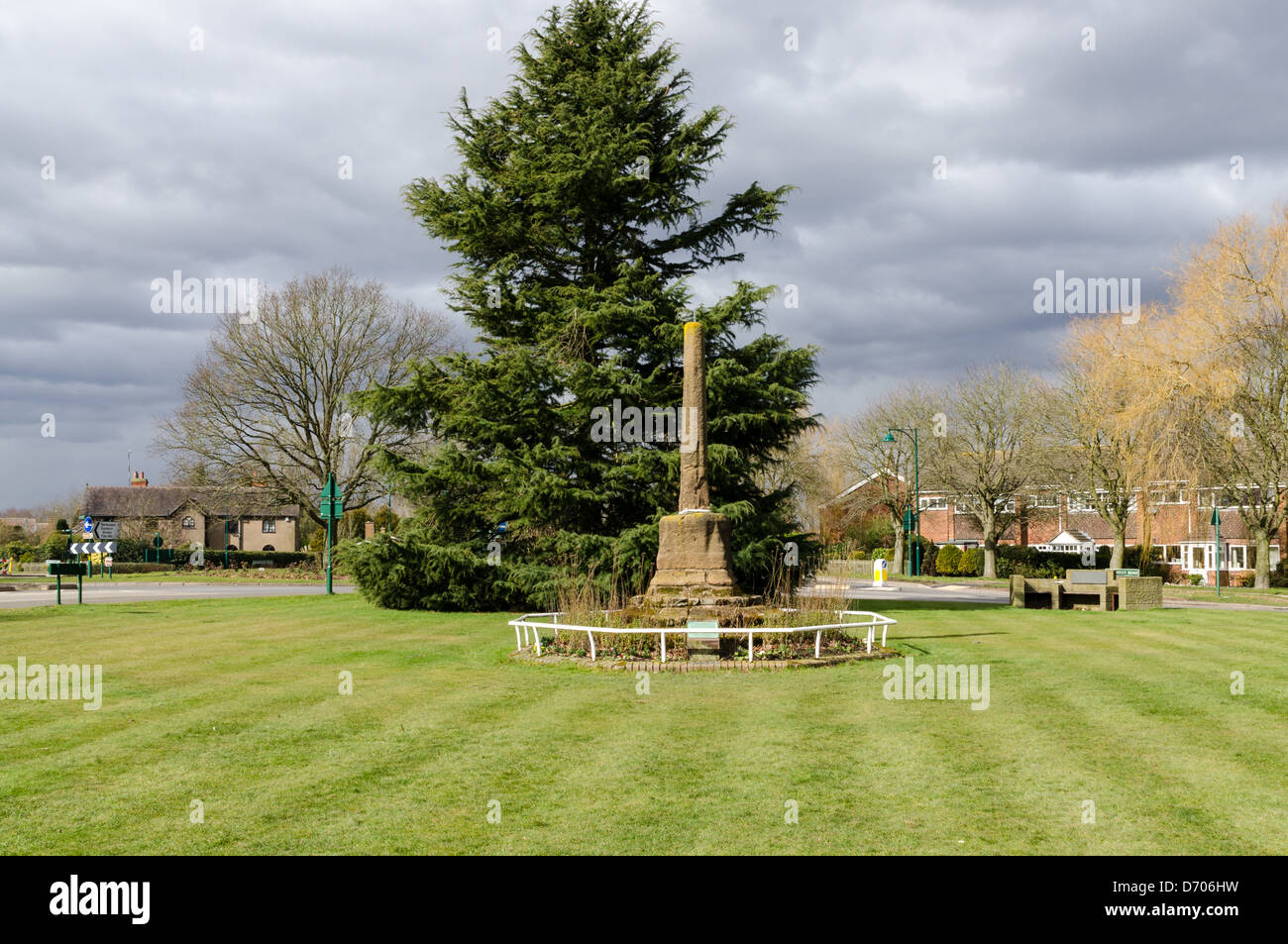 The sandstone monument on the village green in Meriden which represents ...