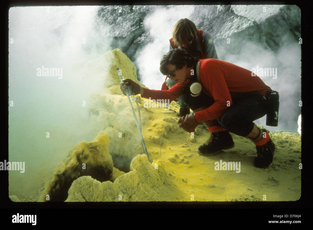 This image shows a gas sampling fumarole on Mount Baker, a ...