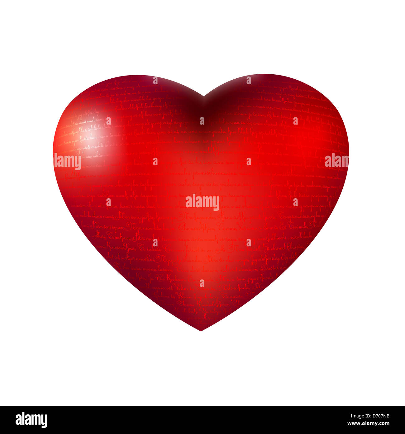 I love you in different languages on gloss heart symbol with burst rays ...